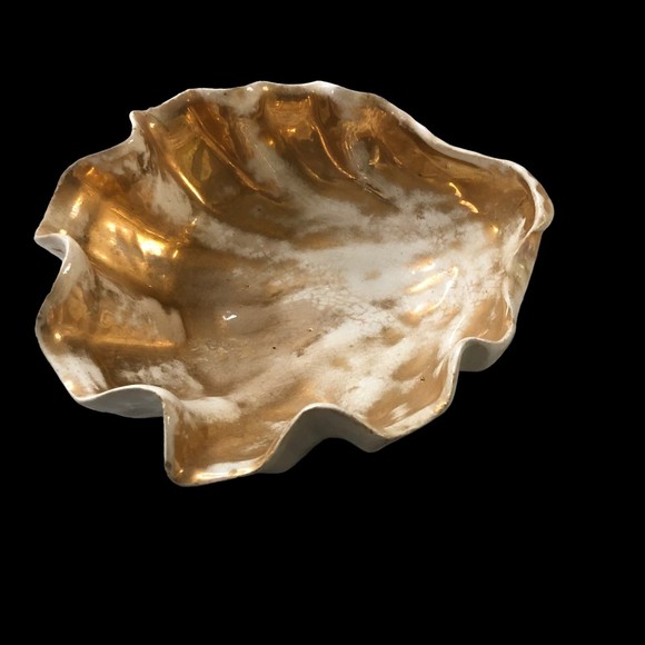 no brand | Accents | Vintage Glamourous Shell Dish Lined Wshabby Gold ...